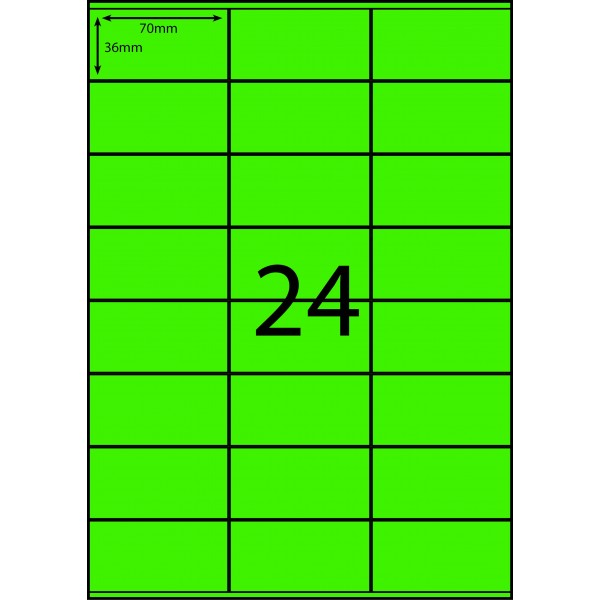 Labels on sheets - 24 labels per sheet 70mm x 36mm