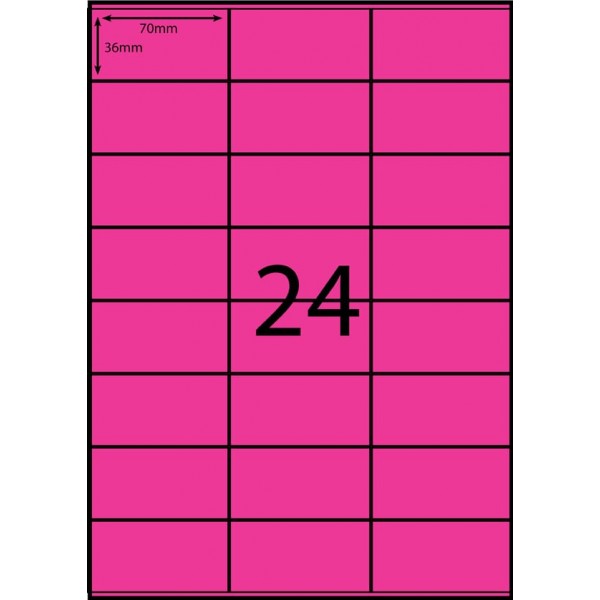 Labels on sheets - 24 labels per sheet 70mm x 36mm