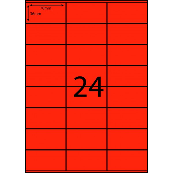 Labels on sheets - 24 labels per sheet 70mm x 36mm
