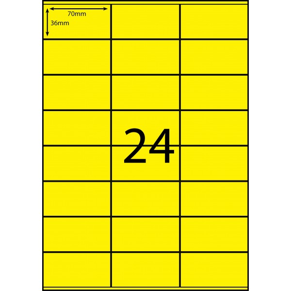 Labels on sheets - 24 labels per sheet 70mm x 36mm