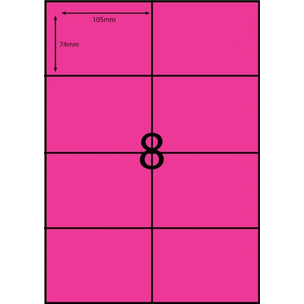 Labels on sheets - 8 labels per sheet 105mm x 74mm