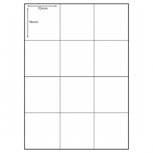 Shelf Tags - White Card Shelf Tags - 12 Per Sheet 70mm x 74mm