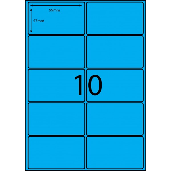 Labels on sheets - 10 labels per sheet 99mm x 57mm