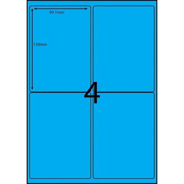 Labels on sheets - 4 labels per sheet 99.1mm x 139mm