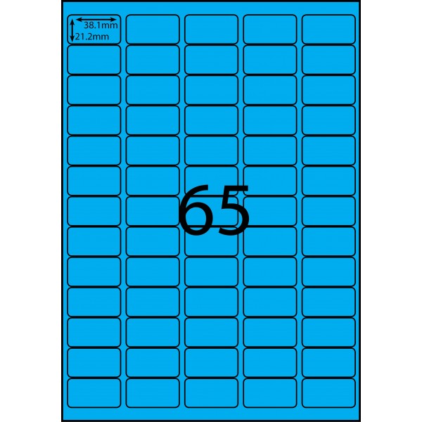 Labels on sheets - 65 labels per sheet 38.1mm x 21.2mm