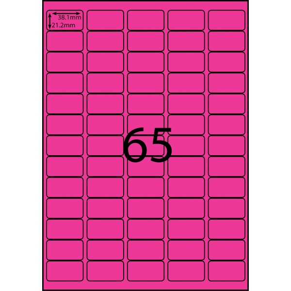 Labels on sheets - 65 labels per sheet 38.1mm x 21.2mm