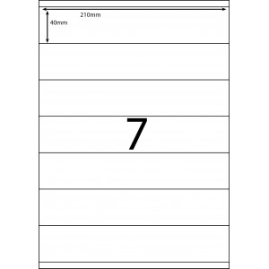 Labels on sheets - 7 labels per sheet 210mm x 40mm