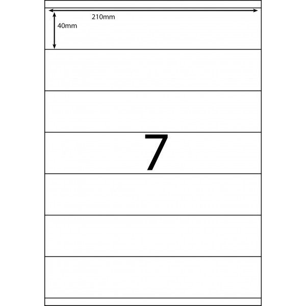 Labels on sheets - 7 labels per sheet 210mm x 40mm