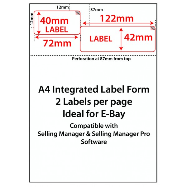 Ebay Integrated Labels - 2 Labels Per Sheet