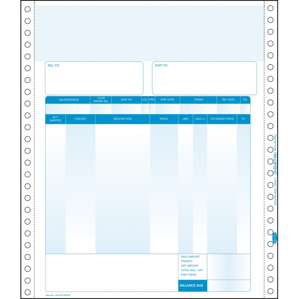 Software Specific Paper - MYOB Item Invoice 2 Ply