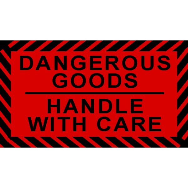 Dangerous Goods Labels 70mm x 40mm - RED - 250 LABELS PER ROLL