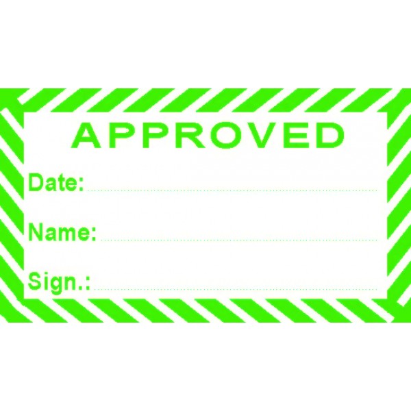 Safety Approved By Labels - 70mm x 40mm - 250 LABELS PER ROLL