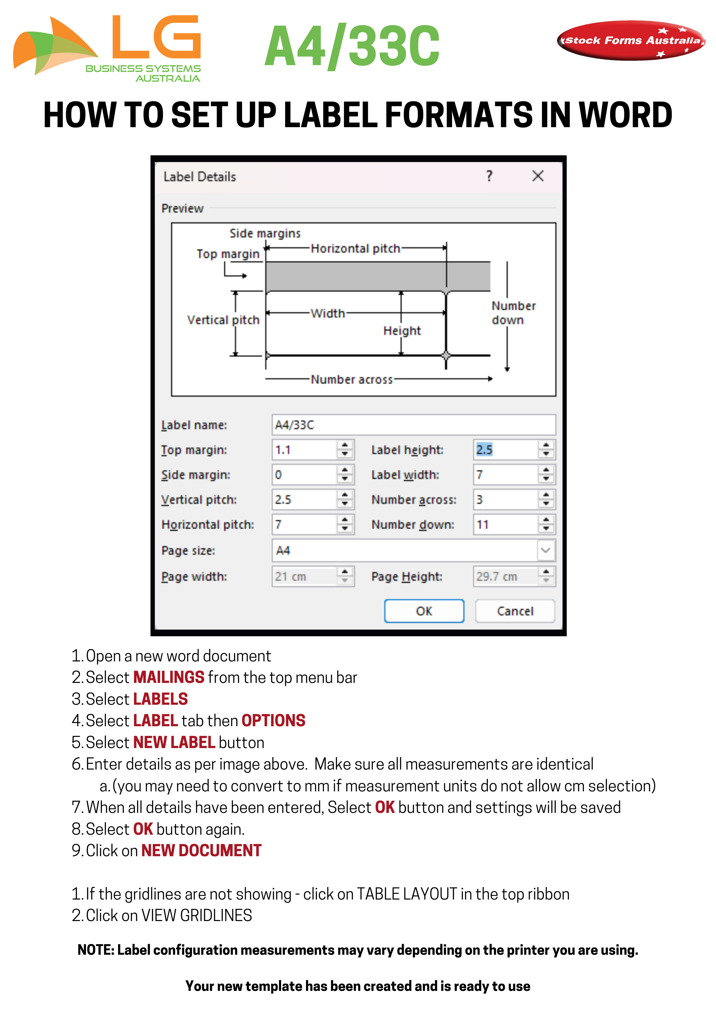 Labels on sheets - 33 labels per sheet 70mm x 25mm